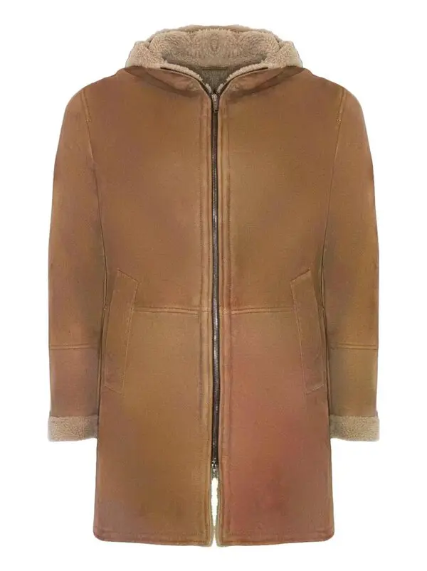 VOLFAGLI FIRENZE Hooded Leather Coat - Neutrals