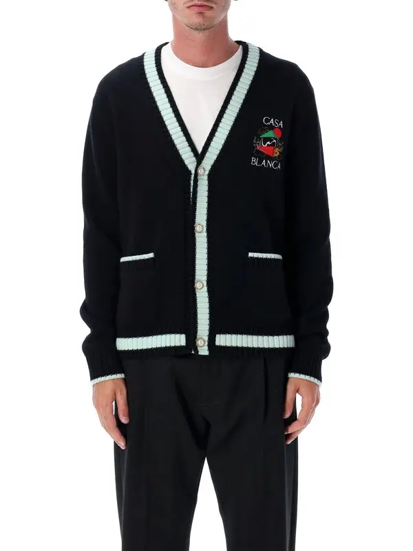Casablanca Casa Mountain Temple Cashmere Cardigan - Black