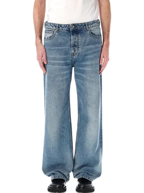 Ami Large Fit Denim Jeans - Used Blue