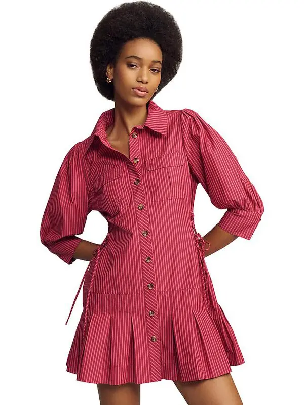 DAMSON MADDER Maisie Mini Shirt Dress - Berry