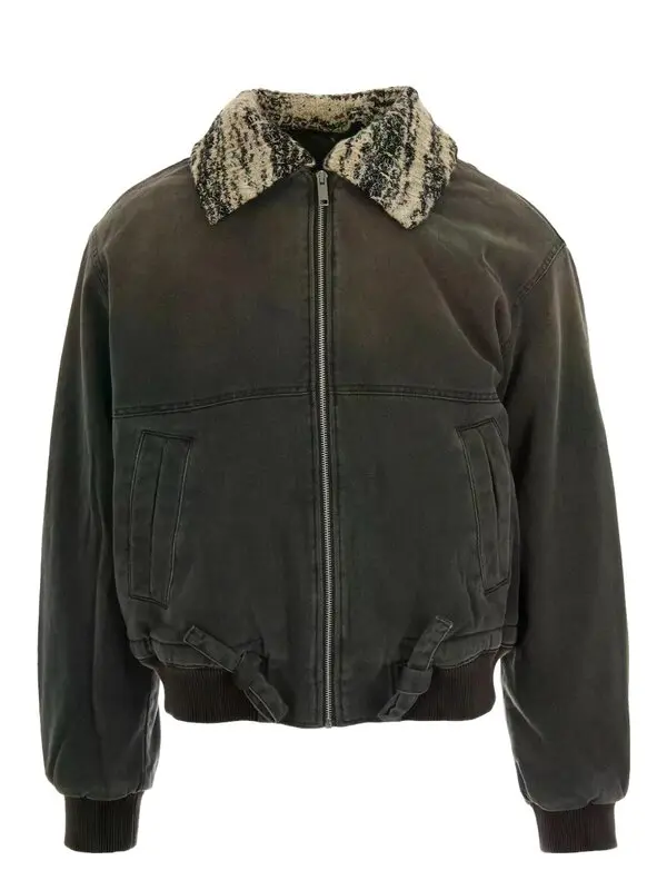 Axel Arigato Tweed-collar Cotton Bomber Jacket - Grey