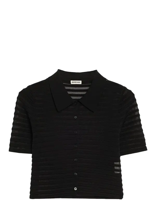 Simkhai Larken Sheer Stripe Cardigan - Black