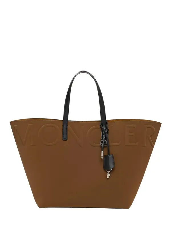 Moncler Logo Embossed Tote Bag - Dark Brown