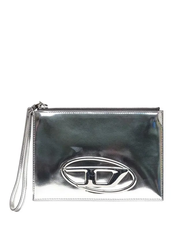 Diesel Mirror-effect Faux Leather Clutch - Grey