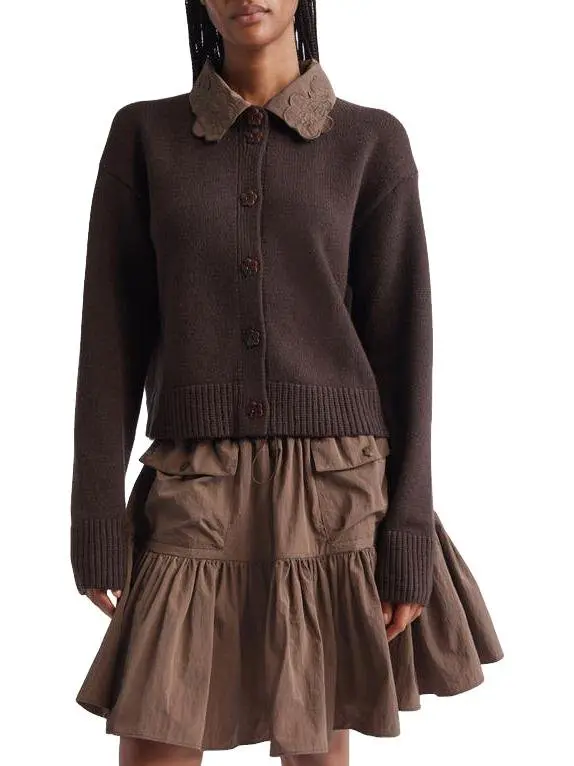 Cecilie Bahnsen Bibi Recycled Cashmere & Wool Cardigan - Brown