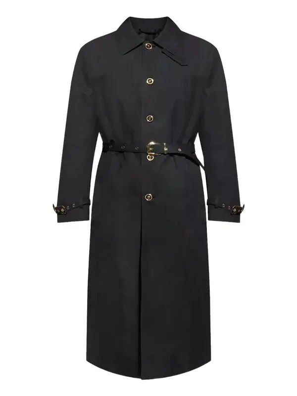 Versace Animal-print Belted Coat - Black
