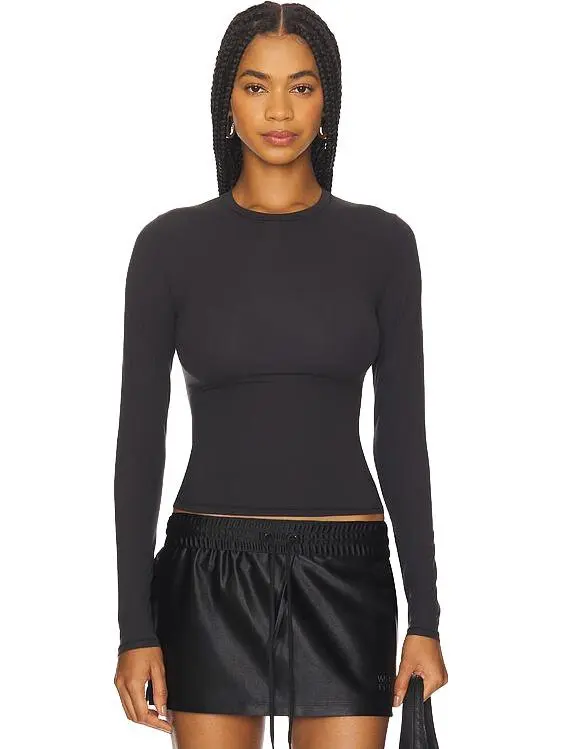 SKIMS Fits Everybody Long Sleeve T-shirt - Onyx
