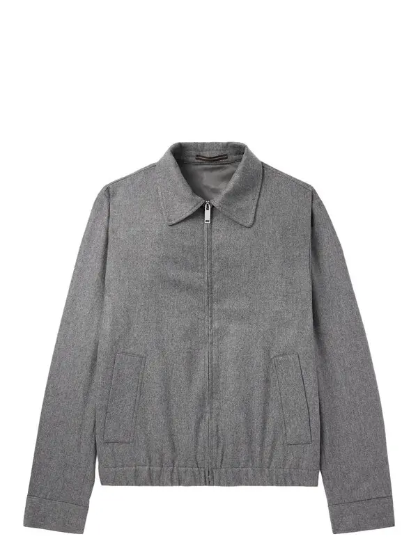 Incotex Brushed Wool-blend Flannel Bomber Jacket - Gray