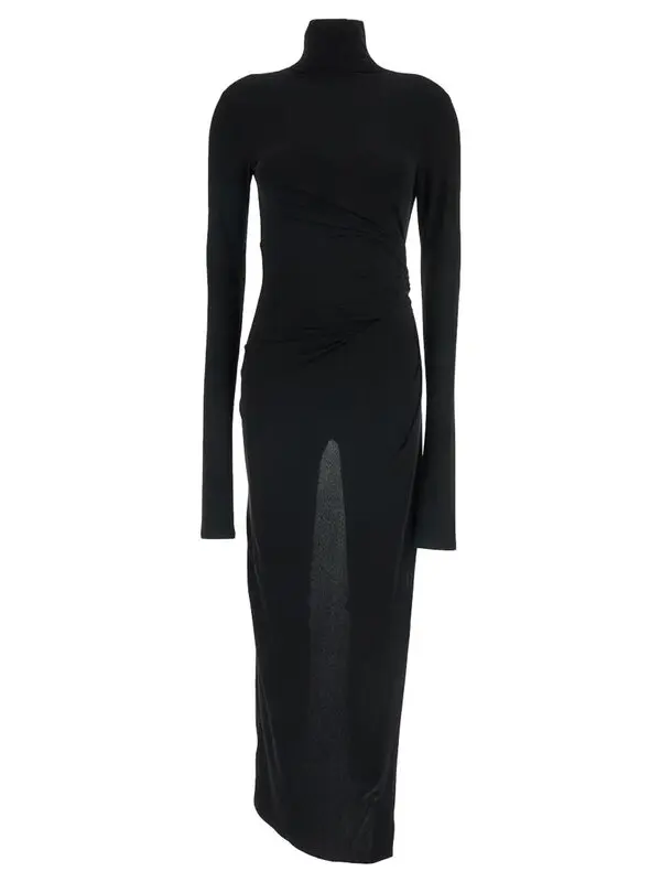 Andamane Long Dress With High Neck And Cut-out Back - Black