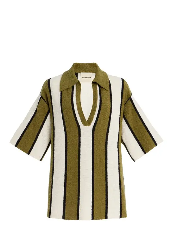 ZULU & ZEPHYR Cotton-blend Textured-knit Polo Shirt - Stripe