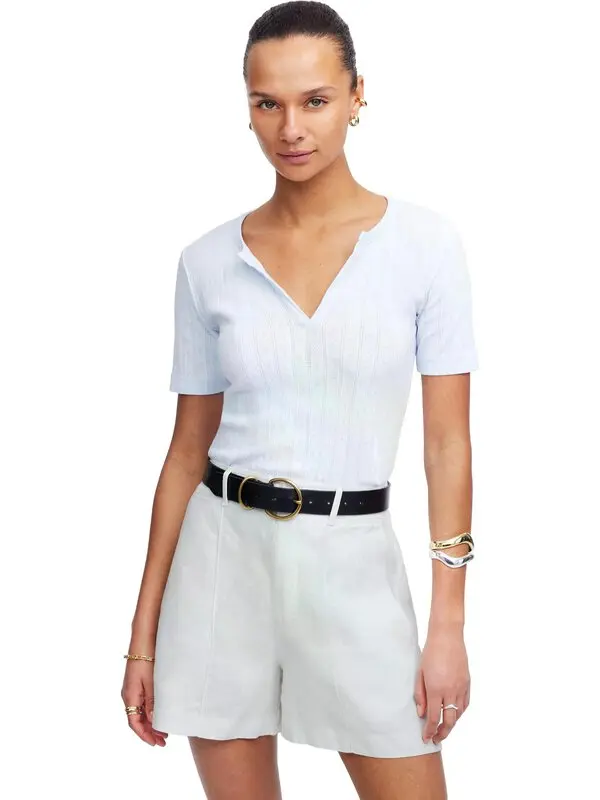 Madewell Pintucked Linen Shorts - Salt
