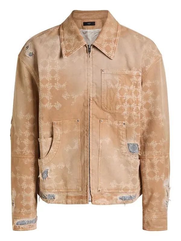 Amiri Denim Repair Logo-monogram Jacket - Camel