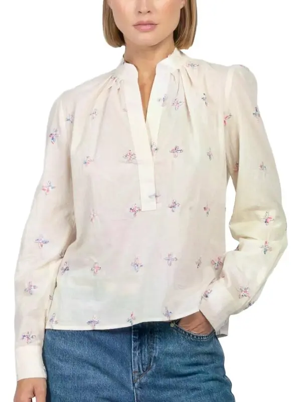CISSA Embroidered Puff-sleeve Tunic - White