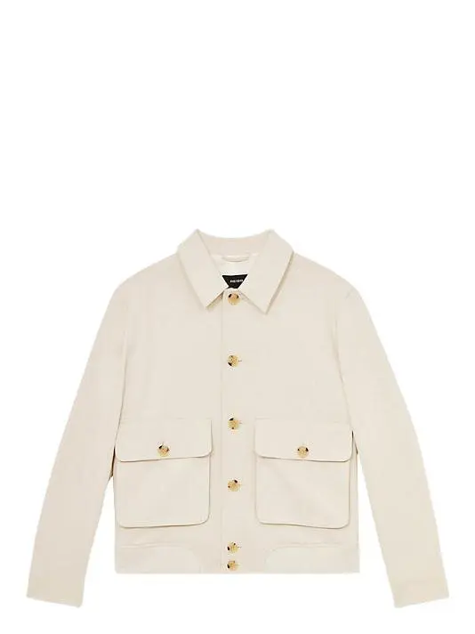 REISS Barry Button-down Stretch Cotton-blend Jacket - Light Stone