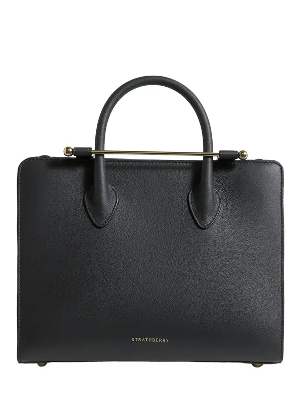 Strathberry Midi Leather Tote Bag - Black