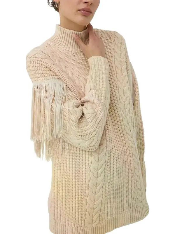 BRUUNS BAZAAR Cable-knit Fringe Sweater - Neutrals