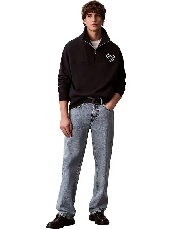 Calvin Klein Premium Fleece Relaxed Quarter Zip Sweatshirt - Dark Sapphire