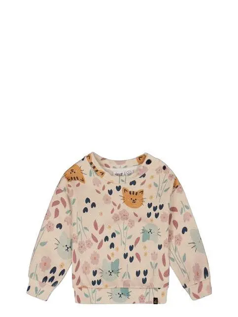 DEUX PAR DEUX Glittering French Terry Cat Sweatshirt - Beige
