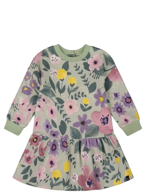 DEUX PAR DEUX Stretch Fleece Dress - Sage Floral