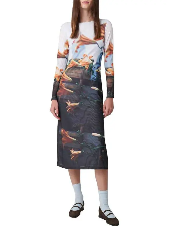 FIND ME NOW Paulie Long Sleeve Midi Dress - Black Multi