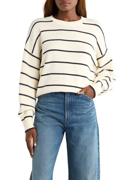 Madewell Mixed Knit Stripe Sweater - Navy Stripe Combo