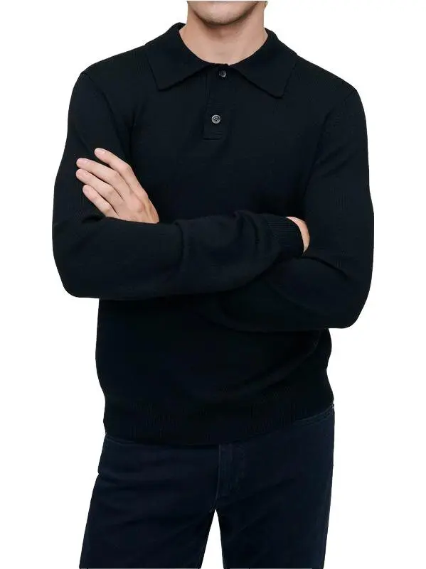 DL1961 Knit Long-sleeve Polo - Black
