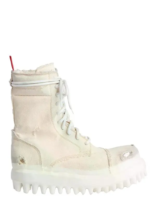 424 Miner Lace-up Flatform Boots - White