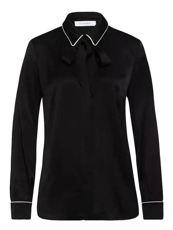 IVY OAK Contrast-piping Bow Blouse - Black