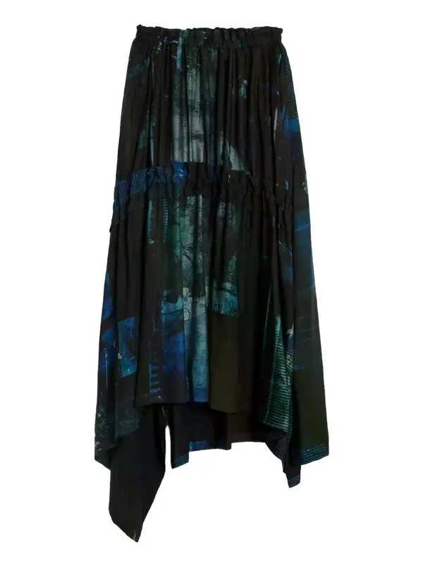 Y’s Abstract-print Maxi Skirt - Blue