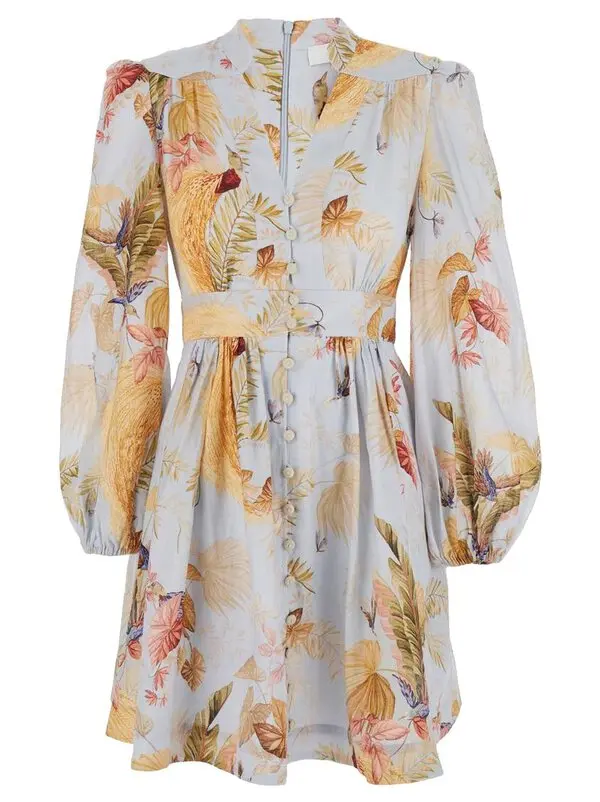 Zimmermann Ascension Plunge Mini Dress - Blue