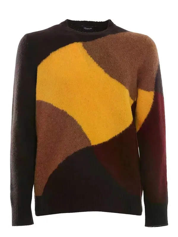DRUMOHR Abstract-pattern Cotton Sweater - Brown