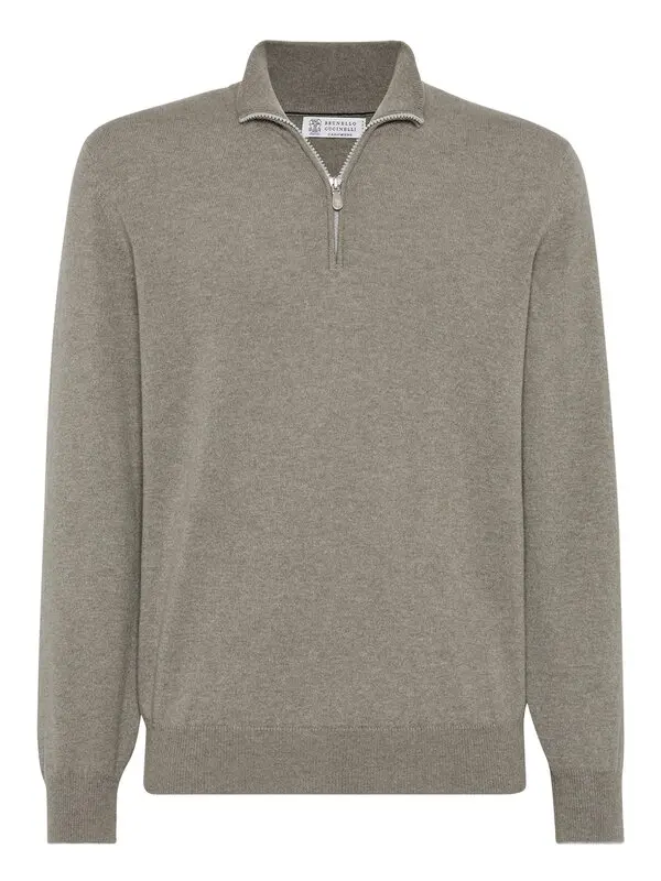 Brunello Cucinelli Cashmere Quarter-zip Sweater - Green