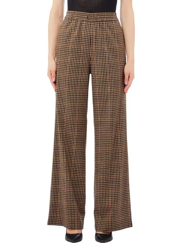 Liu Jo Gingham Check Straight Leg Trousers - Cioccolat Beige