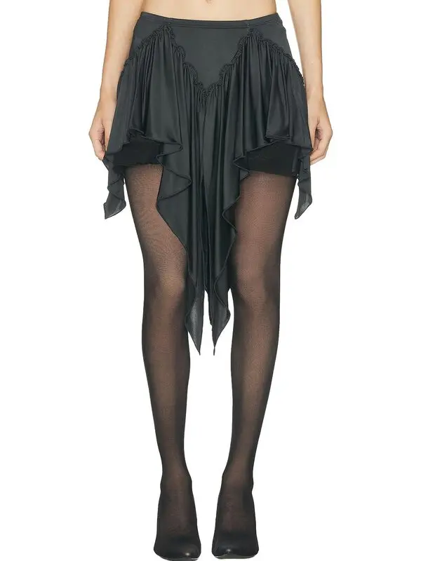 Attico Shiny Mini Skirt - Dark Grey