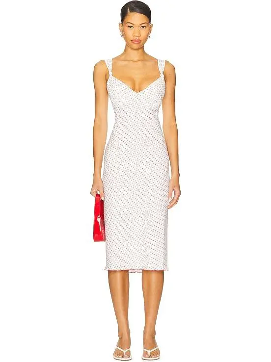 Frankies Bikinis Gem Crepe Midi Dress - Red Dot