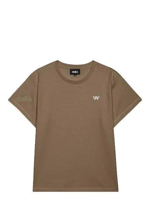 DALIX Bow High Waisted Tee - Latte