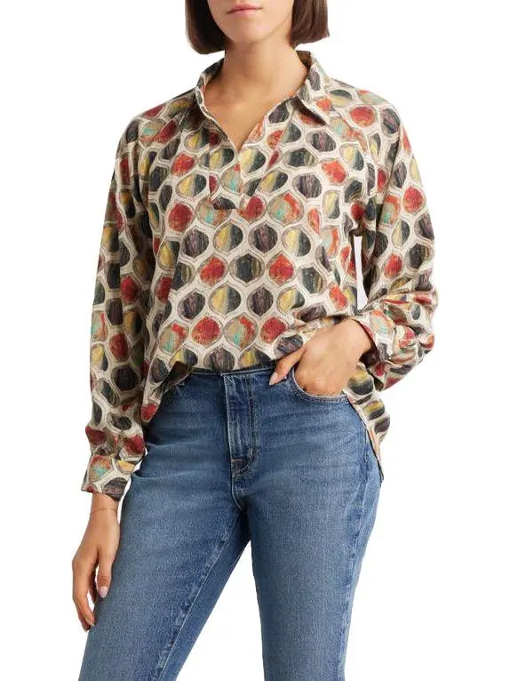 APNY Printed Long-sleeve Top - Brown Multi