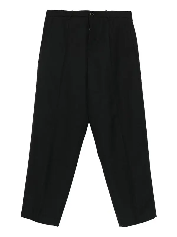 NINE:INTHE:MORNING Cropped Pleated Wool Trousers - Black