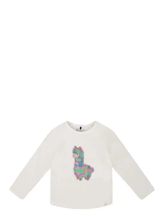 DEUX PAR DEUX Organic Cotton T-shirt With Llama - Off-white