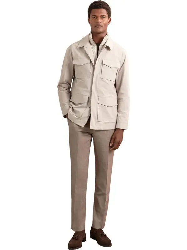 REISS Bryson Removable-gilet Safari Jacket - Stone