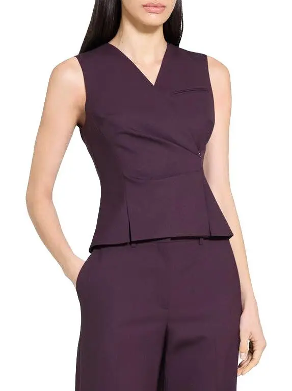 Theory Stretch Wool Wrap Vest - Dark Iris