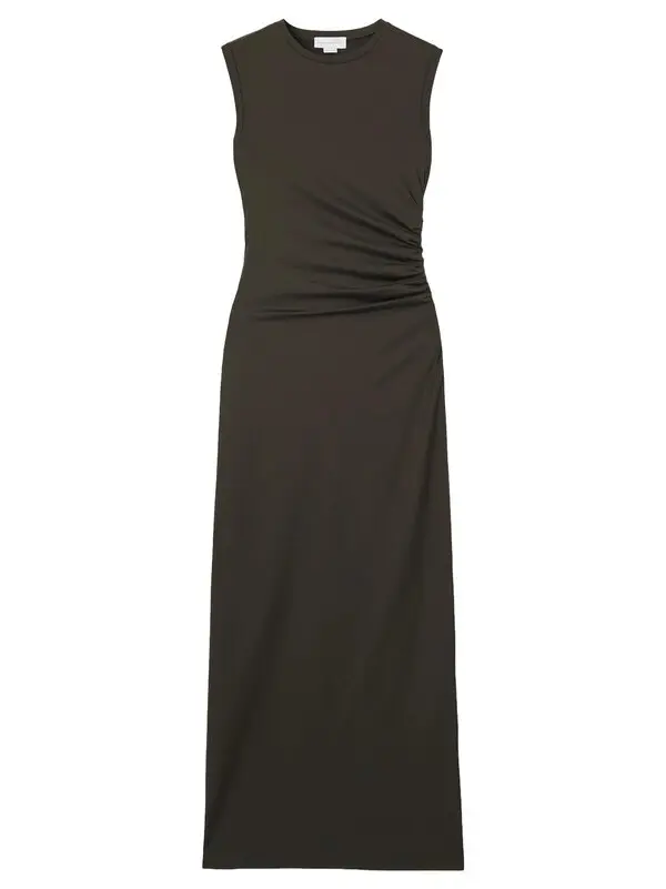 Stella McCartney Ruched Recycled Satin-jersey Midi Dress - Green