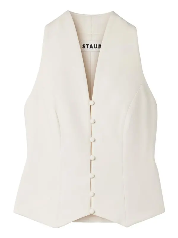 Staud Stella Crepe Vest - Ecru