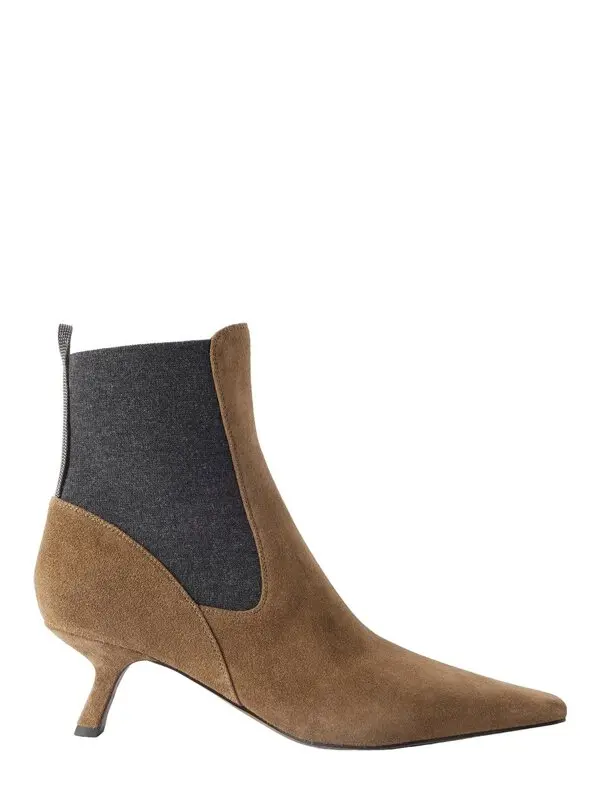 Brunello Cucinelli Suede Chelsea Boots - Brown