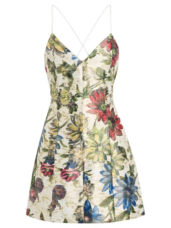 Alice + Olivia Tayla Floral-print Mini Dress - Ivory