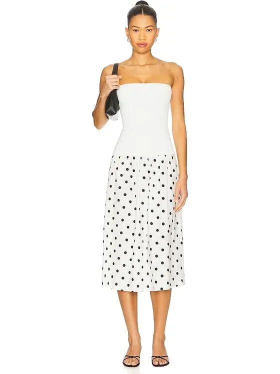 WeWoreWhat Ribbed Cotton Midi Dress - White Multi