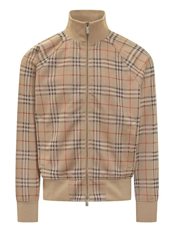 Burberry Check Pattern Track Jacket - Brown