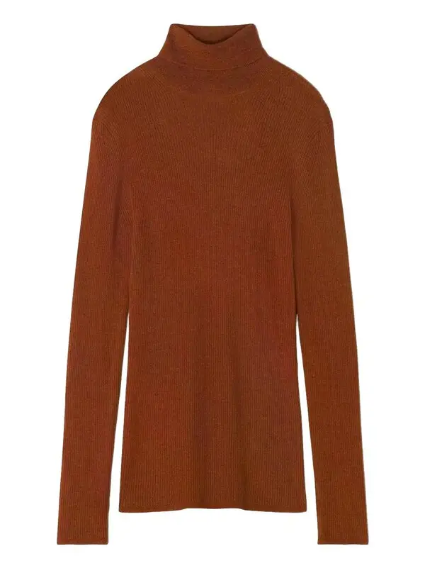LANVIN Ribbed Turtleneck Sweater - Brown