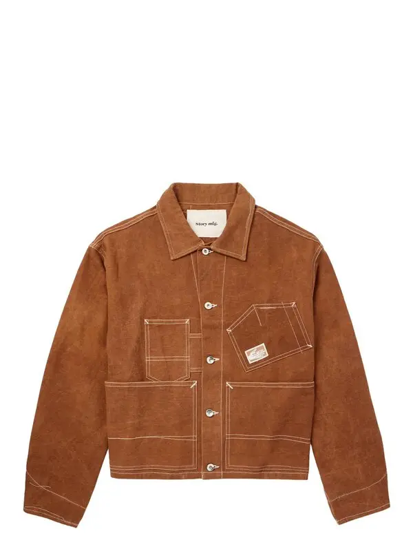STORY MFG. Station Logo-appliquéd Organic Cotton-canvas Jacket - Brown