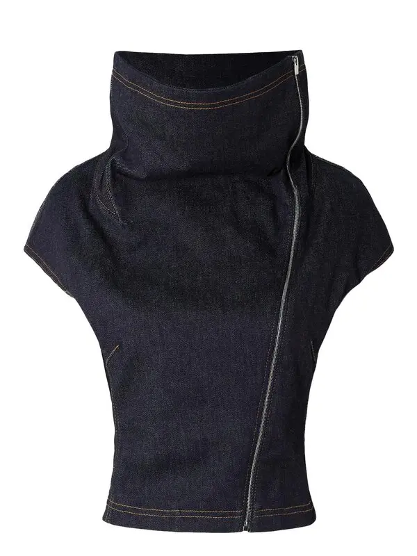 Jacquemus Pasante De-nîmes Embroidered Denim Top - Blue